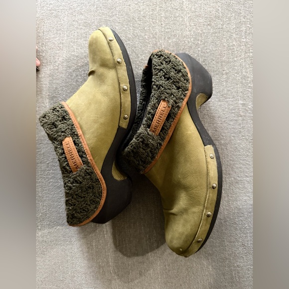 Merrell | Shoes | Merrell Encore Luxe Knit Clogs Womens Burnt Olive ...
